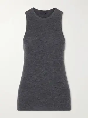 Tibi Ribbed Wool Tank Top - Gray