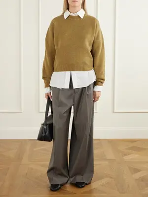 Le Kasha Brown Cashmere Ribbed Sweater
