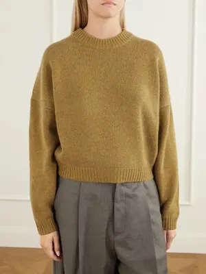 Le Kasha Brown Cashmere Ribbed Sweater