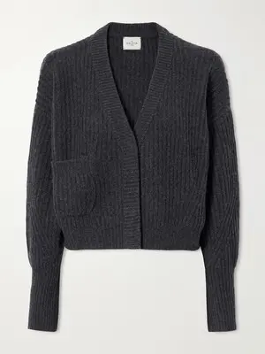 Le Kasha LE KASHA Monaco Cropped Ribbed Cashmere Cardigan Gray