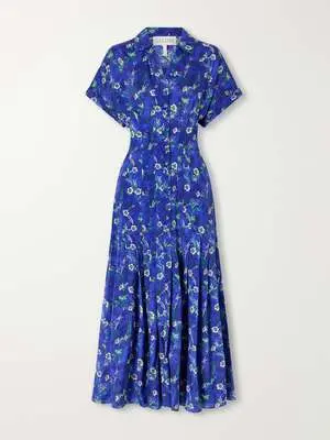 Saloni Riya Floral-printed Chiffon Midi Dress