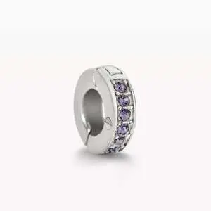 La Lune February Amethyst Birthstone Clip-on Galaxy Charm - Silver