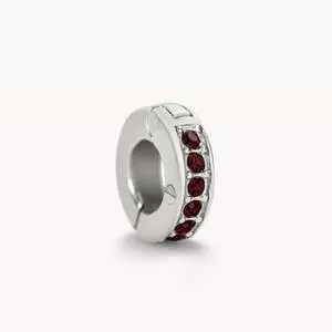 La Lune January Garnet Birthstone Clip-on Galaxy Charm - Silver