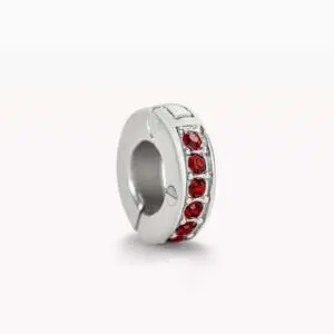 La Lune July Ruby Birthstone Clip-on Galaxy Charm - Silver