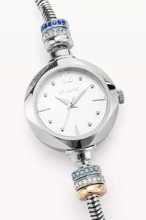 La Lune March Aquamarine Birthstone Clip-on Galaxy Charm - Silver