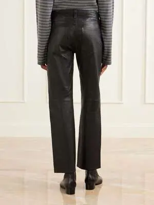 FRAME The Cigarette" Low-rise Straight-leg Leather Pants