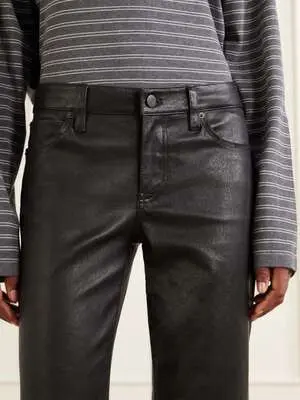 FRAME The Cigarette" Low-rise Straight-leg Leather Pants
