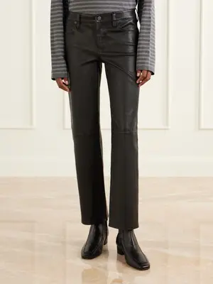 FRAME The Cigarette" Low-rise Straight-leg Leather Pants