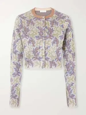 Rabanne Cropped Jacquard Cardigan - Multi