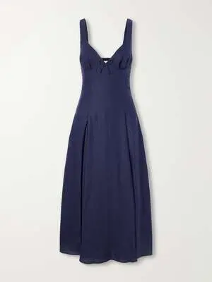 Faithfull The Brand Bow-detailed Linen Midi Dress
