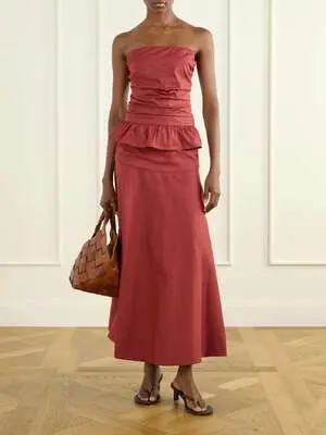 Faithfull The Brand The Simone Strapless Ruffled Cotton Top