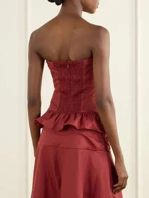 Faithfull The Brand The Simone Strapless Ruffled Cotton Top