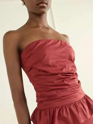 Faithfull The Brand The Simone Strapless Ruffled Cotton Top