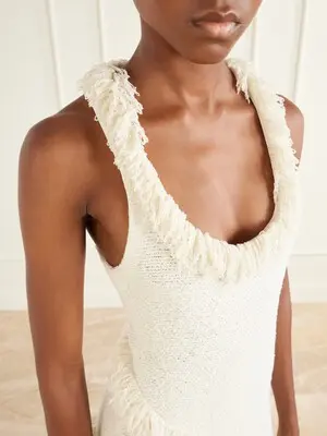 Proenza Schouler Nilo Fringed Jacquard Midi Dress - Neutrals