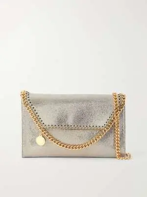 Stella McCartney Falabella Mini Metallic Vegetarian Material Shoulder Bag Silver