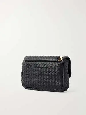 Bottega Veneta Intrecciato Leather Shoulder Bag - Black