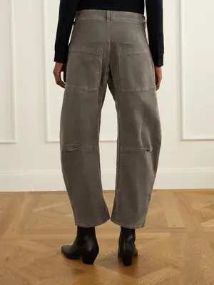 NILI LOTAN Shon Cotton-blend Corduroy Tapered Pants - Gray
