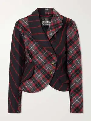 VIVIENNE WESTWOOD Stormy Checked Asymmetric Wool-blend Blazer - Multi