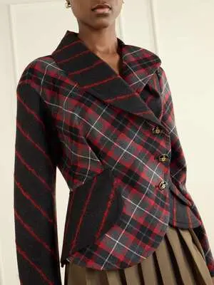 VIVIENNE WESTWOOD Stormy Checked Asymmetric Wool-blend Blazer