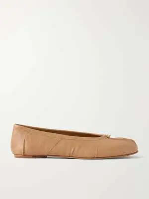 MAISON MARGIELA Tabi Split-toe Textured-leather Ballet Flats - Neutral