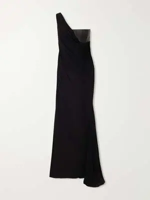 Alex Perry Asymmetrical Leather And Viscose Gown