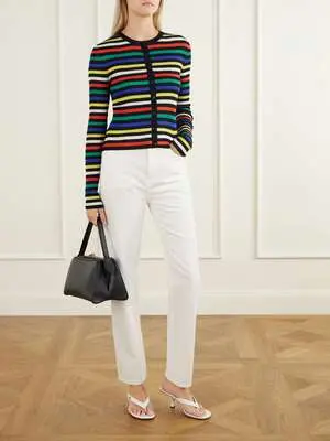 Dolce & Gabbana Ribbed Striped Silk Cardigan