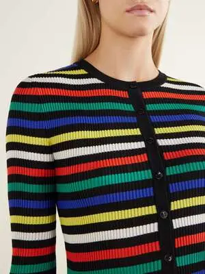 Dolce & Gabbana Ribbed Striped Silk Cardigan