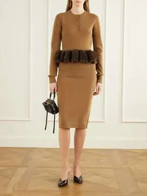 Stella McCartney Shearling-trim Wool-blend Cardigan