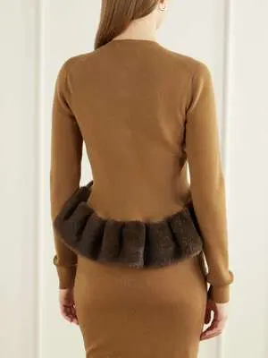 Stella McCartney Shearling-trim Wool-blend Cardigan