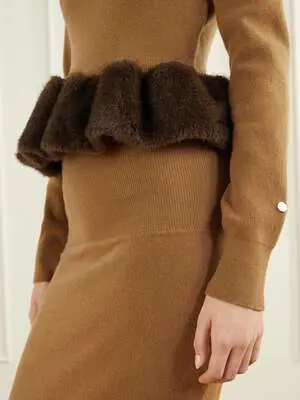Stella McCartney Shearling-trim Wool-blend Cardigan