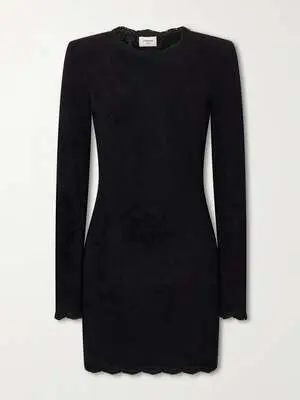 Saint Laurent Lace Mini Dress - Black