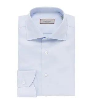 Canali Cotton Micro-pattern Shirt - Blue