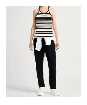 GANNI Striped Ribbed Halterneck Cropped Top