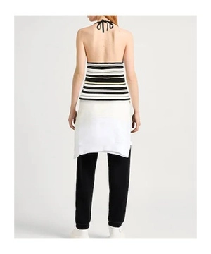 GANNI Striped Ribbed Halterneck Cropped Top