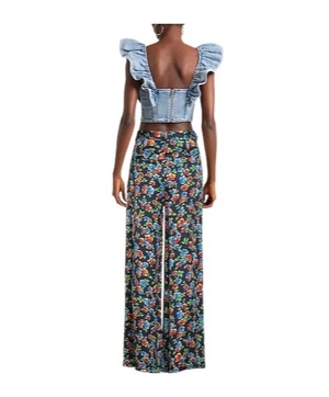 MAXCO. Max&co. Wide-leg Floral Print Satin Trousers