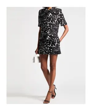 Saint Laurent Printed Short Sleeve Dress - Black