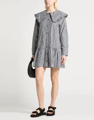 GANNI Striped Shirt Dress With Peter Pan Collar