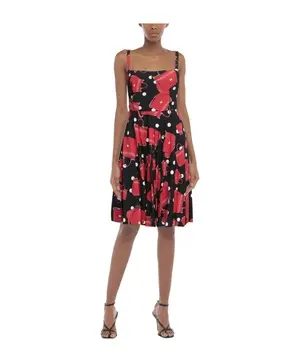 Dolce & Gabbana Sleeveless Polka Dot & Bag Print Midi Dress