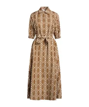 Max Mara Short Sleeve Shirt Dress With Logo Print - Brown
