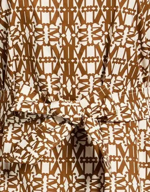 Max Mara Short Sleeve Shirt Dress With Logo Print - Brown
