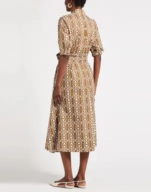 Max Mara Short Sleeve Shirt Dress With Logo Print - Brown