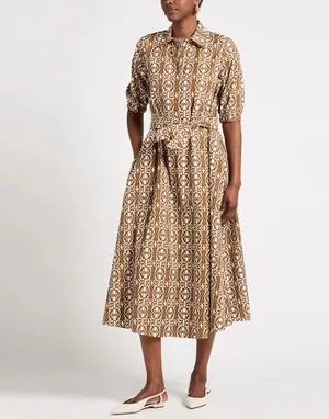 Max Mara Short Sleeve Shirt Dress With Logo Print - Brown