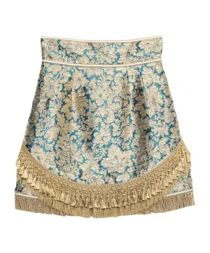 Dolce & Gabbana Tassel Embellished Paisley Brocade Mini Skirt