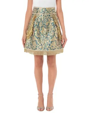 Dolce & Gabbana Tassel Embellished Paisley Brocade Mini Skirt