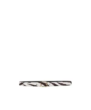 Dolce & Gabbana Zebra Print Leather Belt - White