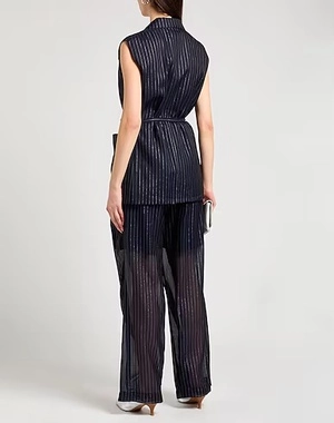 Brunello Cucinelli High-waist Wide-leg Striped Organza Trousers