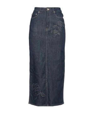 GANNI High-waisted Floral Embroidered Denim Maxi Skirt