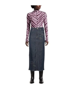 GANNI High-waisted Floral Embroidered Denim Maxi Skirt