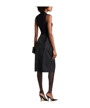 Rag & Bone Color-block Midi Skirt With Sheer Mesh Hem And Side Slit