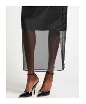 Rag & Bone Color-block Midi Skirt With Sheer Mesh Hem And Side Slit